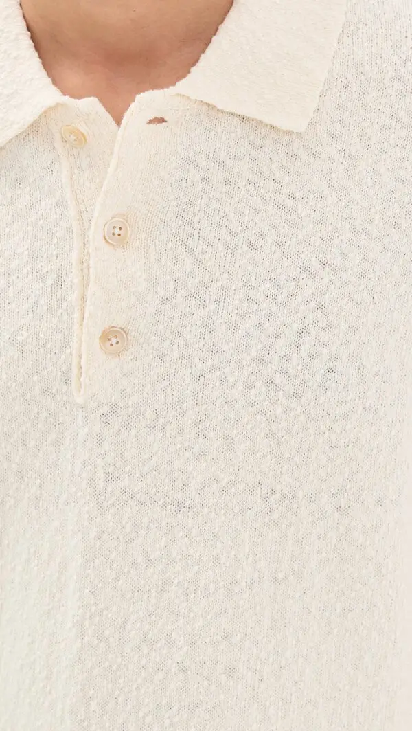 Nn07 Randy Boucle Knit Polo - Ecru