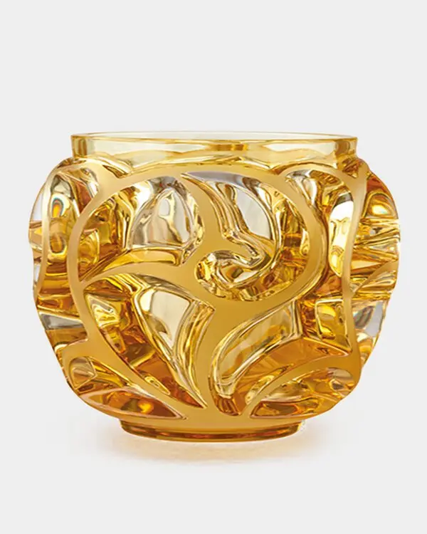 Lalique Tourbillions Crystal Vase - Amber