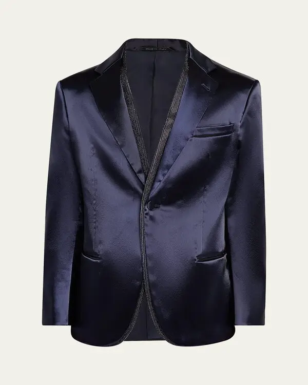Giorgio Armani Soho Rhinestone-trim Tuxedo Jacket - Blue Navy