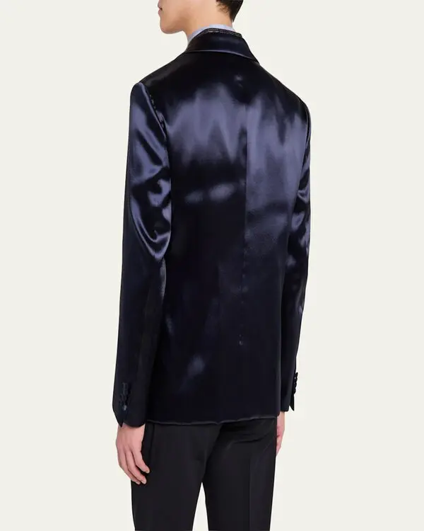 Giorgio Armani Soho Rhinestone-trim Tuxedo Jacket - Blue Navy