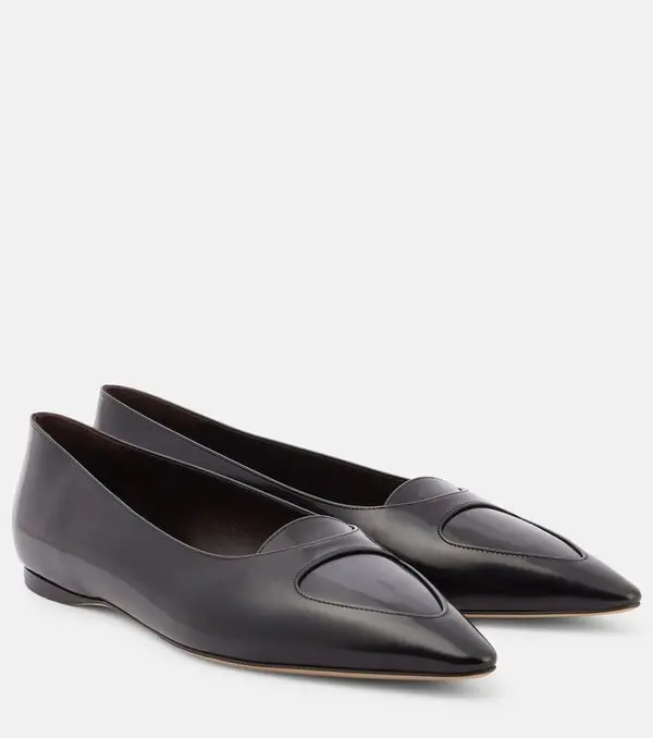 THE ROW Viv Leather Ballet Flats - Black