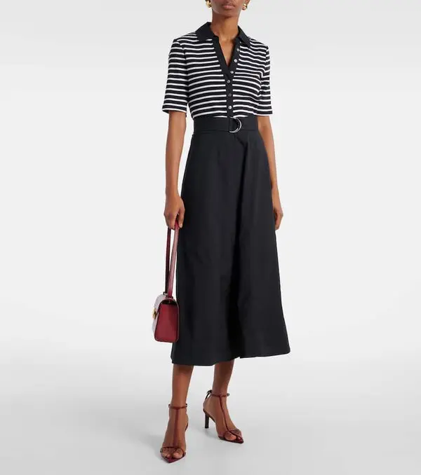 Veronica Beard Delise Striped Cotton-blend Midi Dress - Black