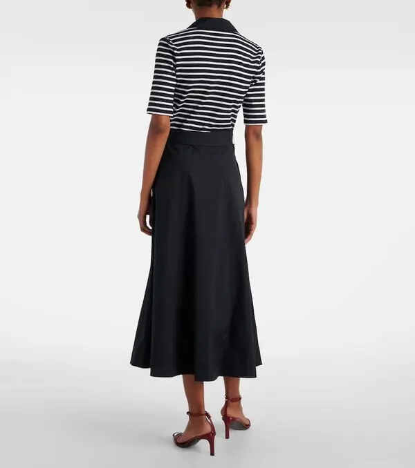 Veronica Beard Delise Striped Cotton-blend Midi Dress - Black