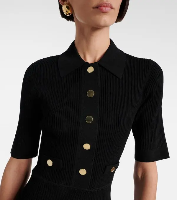 Veronica Beard Lauper Ribbed-knit Polo Shirt Dress