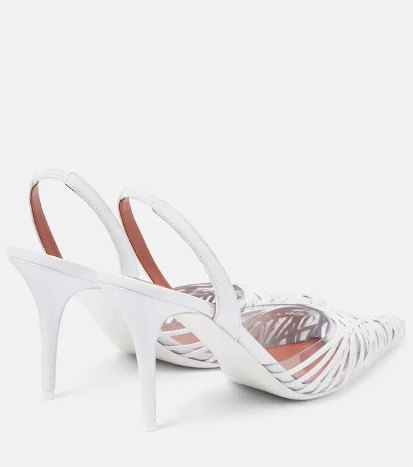 Amina Muaddi Lori 90 Leather Slingback Pumps