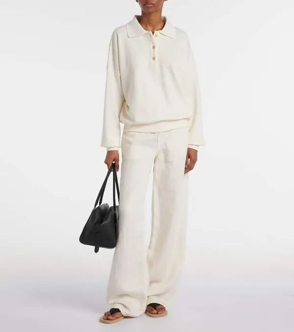 THE ROW Corzas Cotton And Cashmere Polo Sweater - White