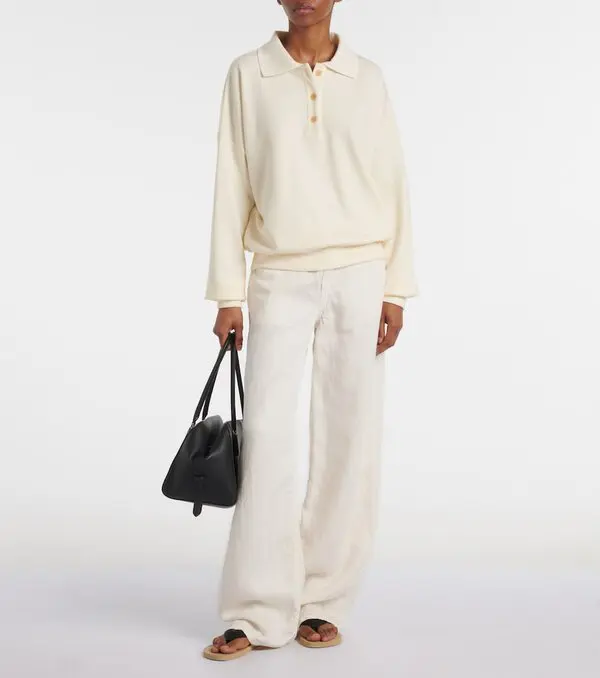 THE ROW Corzas Cotton And Cashmere Polo Sweater - White