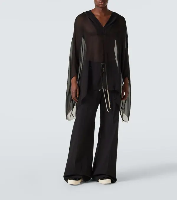 Rick Owens Hooded Silk Top