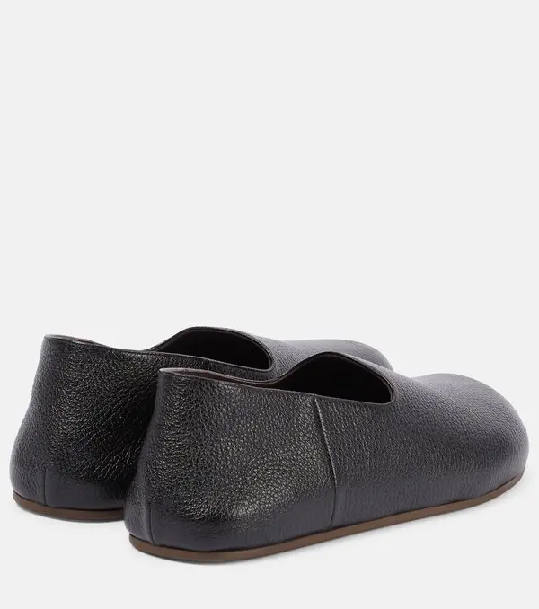 THE ROW Hugh Leather Slip-on Shoes - Black