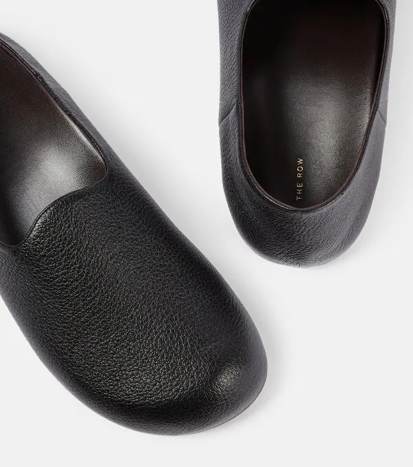 THE ROW Hugh Leather Slip-on Shoes - Black