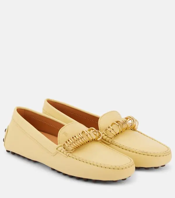 TOD'S Gommino Leather Driving Loafers - Yellow