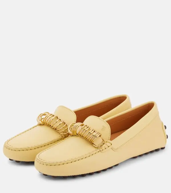 TOD'S Gommino Leather Driving Loafers - Yellow