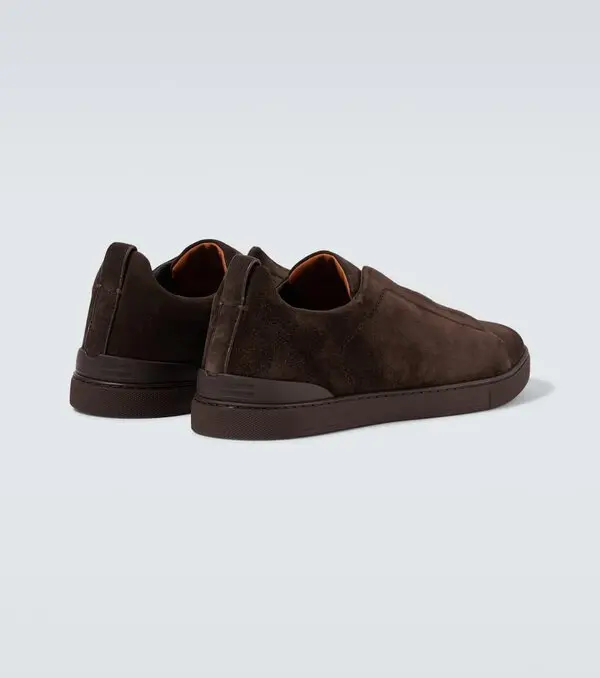 Zegna Triple Stitch Suede Sneakers - Black