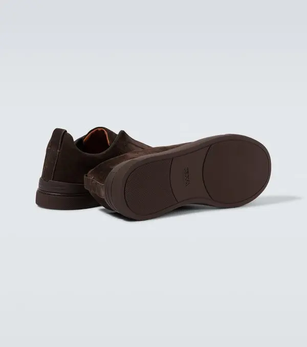 Zegna Triple Stitch Suede Sneakers - Black