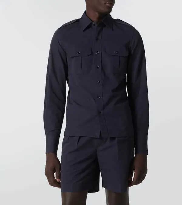 TOM FORD Cotton And Silk Poplin Shirt - Blue