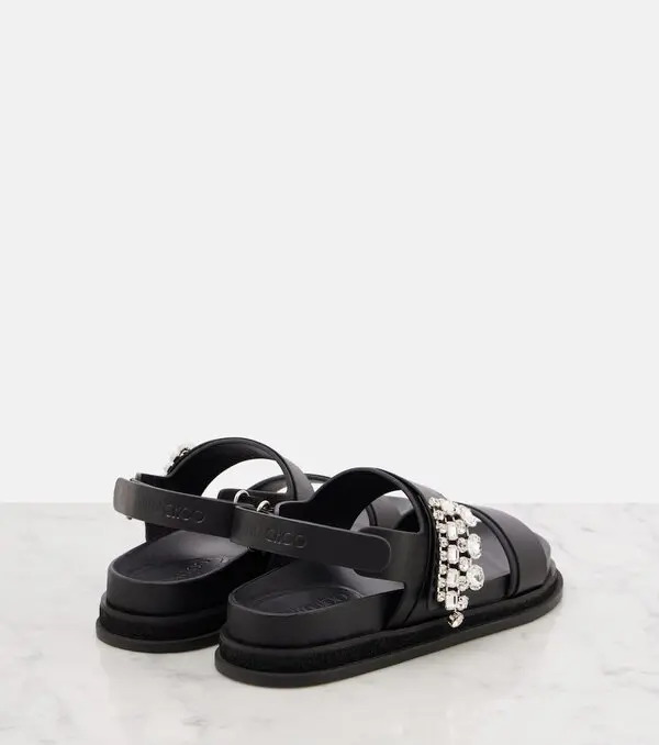 JIMMY CHOO Verity Embellished Leather Sandals