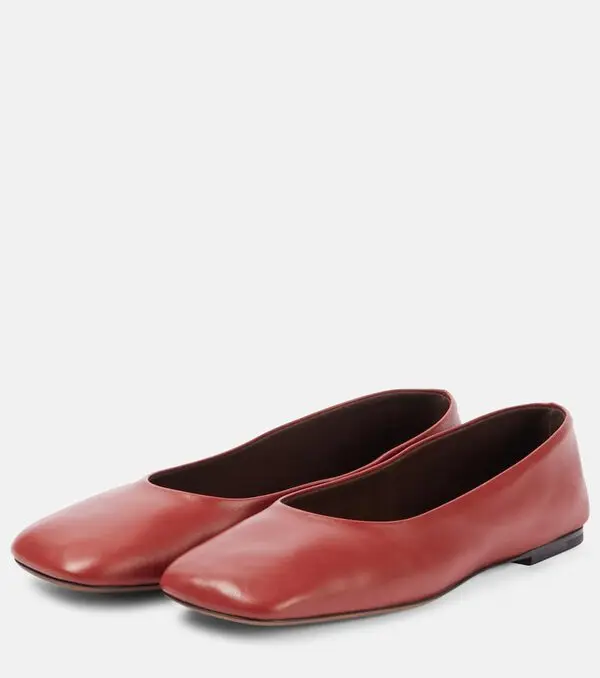 THE ROW Square Leather Ballet Flats