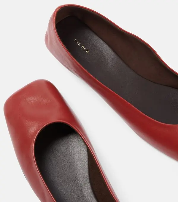 THE ROW Square Leather Ballet Flats
