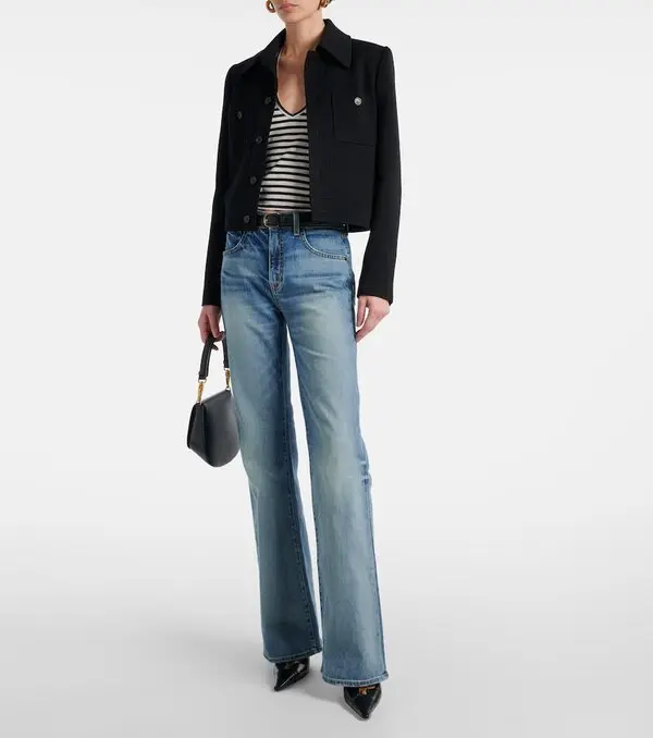 NILI LOTAN Celia Mid-rise Flare Jeans - Blue