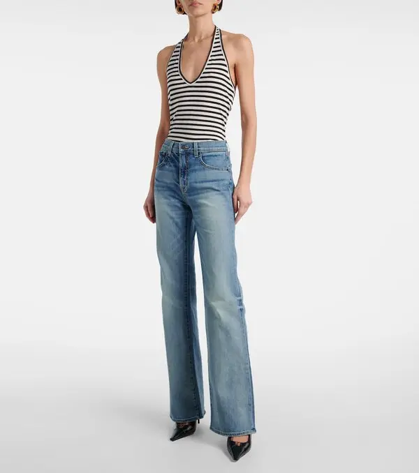 NILI LOTAN Celia Mid-rise Flare Jeans - Blue