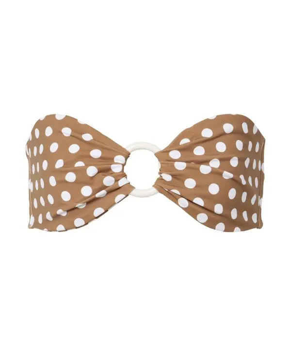 Marysia Coronada Polka-dot Bandeau Bikini Top - Brown