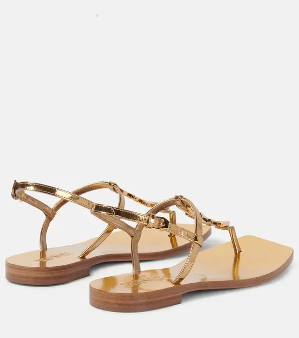 Versace Metallic Leather Thong Sandals - Gold