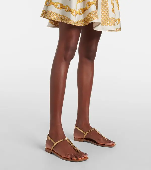Versace Metallic Leather Thong Sandals - Gold