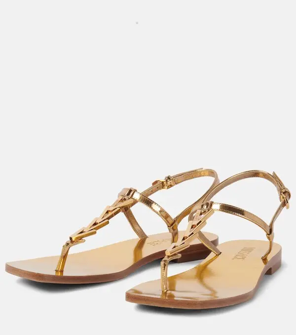 Versace Metallic Leather Thong Sandals - Gold