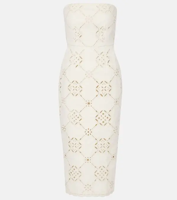 Veronica Beard Nettia Embroidered Cotton Midi Dress