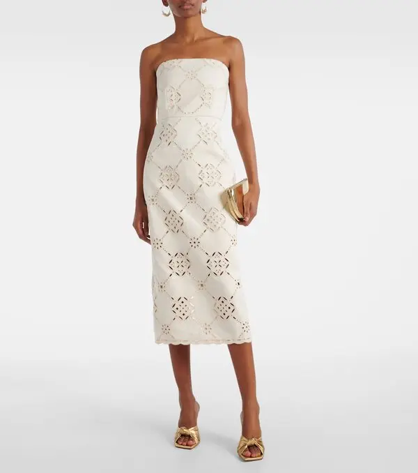 Veronica Beard Nettia Embroidered Cotton Midi Dress