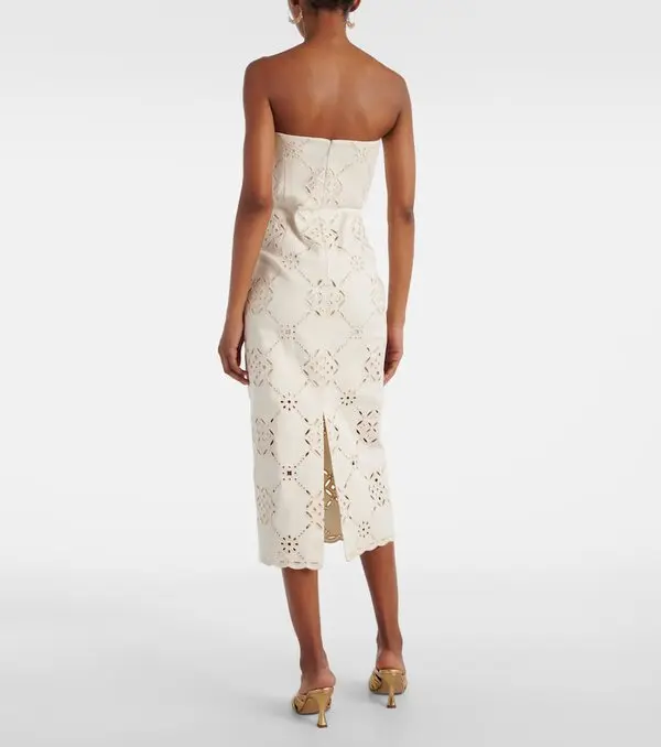 Veronica Beard Nettia Embroidered Cotton Midi Dress