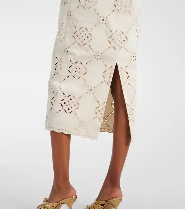 Veronica Beard Nettia Embroidered Cotton Midi Dress