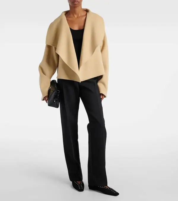 TOTEME Signature Cropped Wool Jacket - Beige