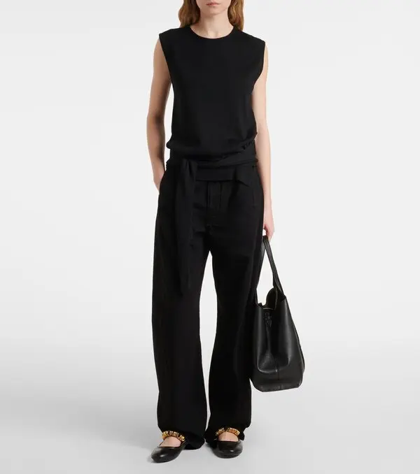 TOD'S Embellished Leather Mary Jane Flats - Black