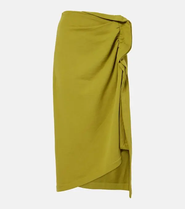 Dries Van Noten Gathered Cotton Midi Skirt - Green
