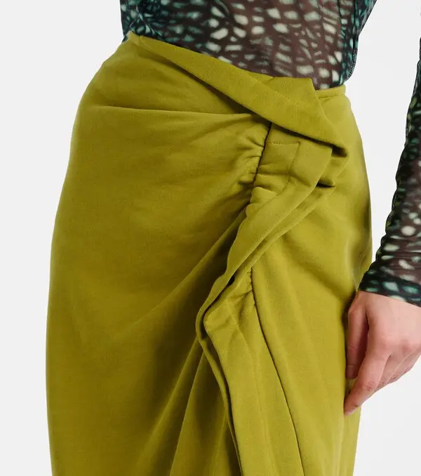 Dries Van Noten Gathered Cotton Midi Skirt - Green