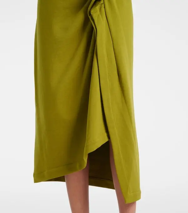 Dries Van Noten Gathered Cotton Midi Skirt - Green