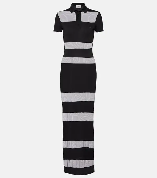 Coperni Striped Paneled Maxi Dress - Black