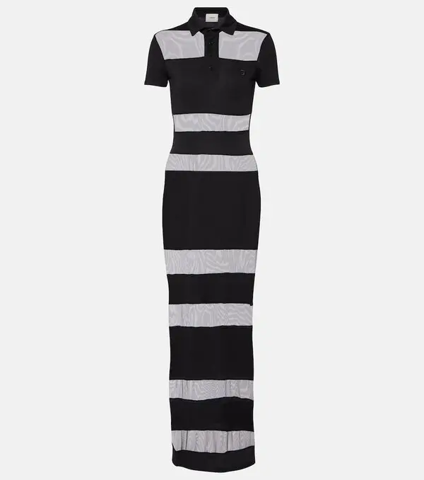 Coperni Striped Paneled Maxi Dress - Black