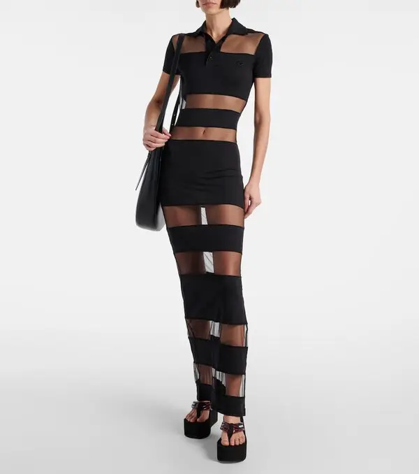 Coperni Striped Sheer-paneled Maxi Dress - Black