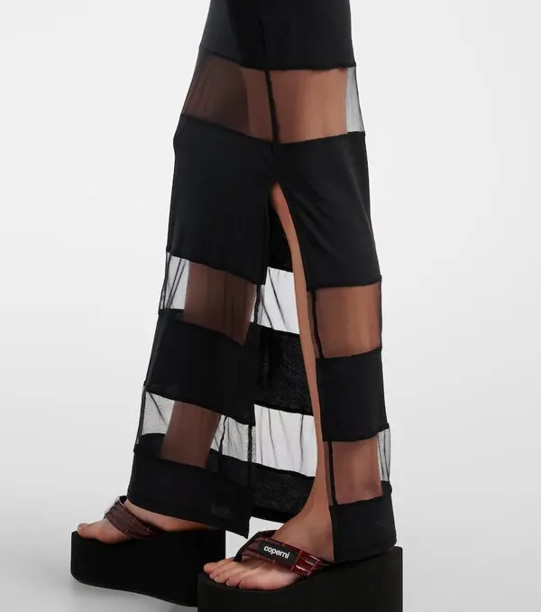 Coperni Striped Sheer-paneled Maxi Dress - Black