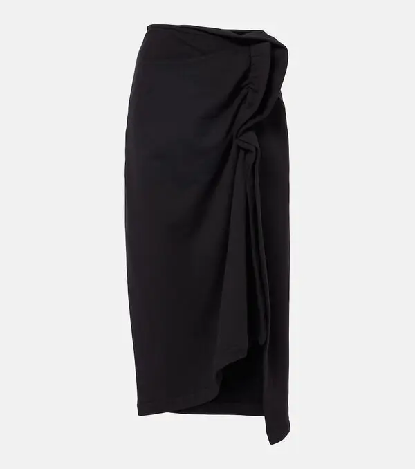 Dries Van Noten Draped Asymmetric Jersey Midi Skirt - Black