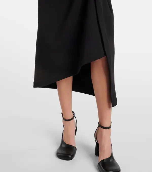 Dries Van Noten Asymmetrical Draped Jersey Midi Skirt - Black