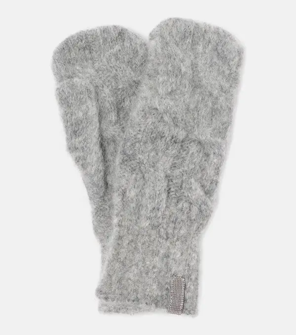 Brunello Cucinelli Mohair And Wool Gloves - Grey