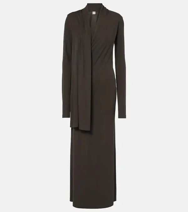 TOTEME Scarf-detail Jersey Maxi Dress - Grey