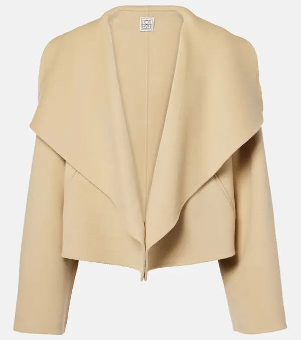 TOTEME Signature Cropped Wool Jacket - Beige