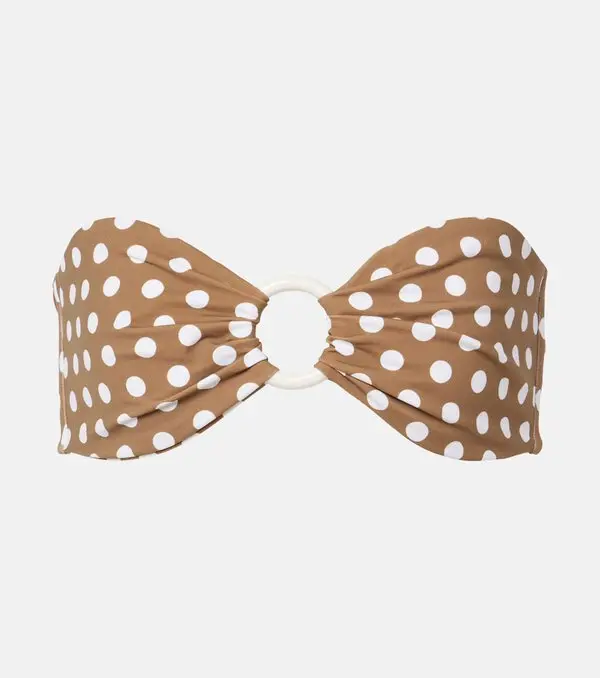 Marysia Coronada Polka-dot Bandeau Bikini Top - Brown