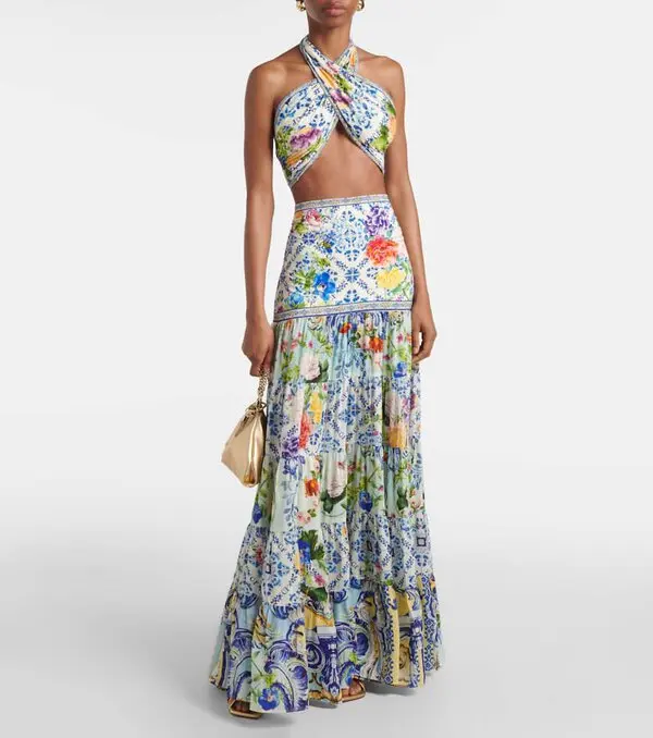 Camilla Crystal-embellished Halterneck Wrap Top