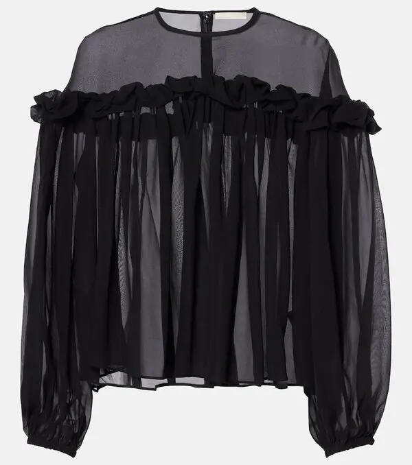 Ulla Johnson Peggy Ruffled Silk Georgette Blouse
