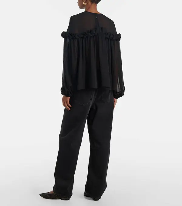 Ulla Johnson Peggy Ruffled Silk Georgette Blouse